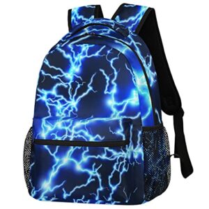 TropicalLife Blue Lightning Laptop Backpack for School, Casual Bag for Men Women Boys Girls and College Student Casual Daypack for Travel Work