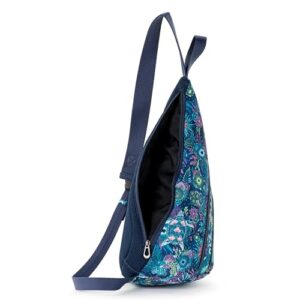 Sakroots On The Go Large Sling Backpack in Eco-Twill, Convertible Crossbody Bag, Royal Blue Seascape