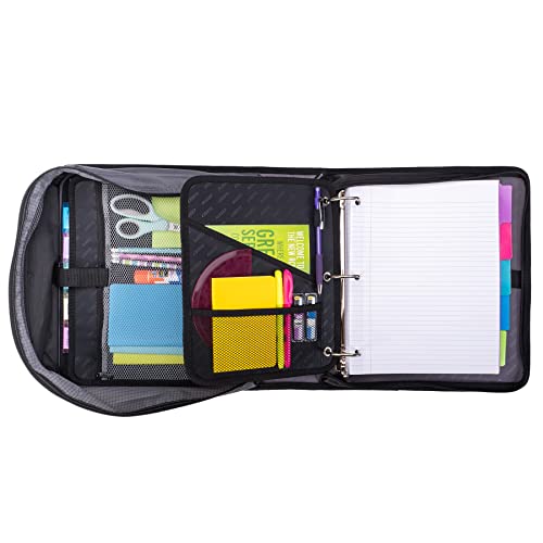 Case-it Universal Dual Binder Pack, 2 Set of 2” D-Ring Dual, W/Removable File Folder Hold Down Pages, Backpack Style Straps, Padded Laptop Pocket, Front Flap Pocket, Laptop Storage