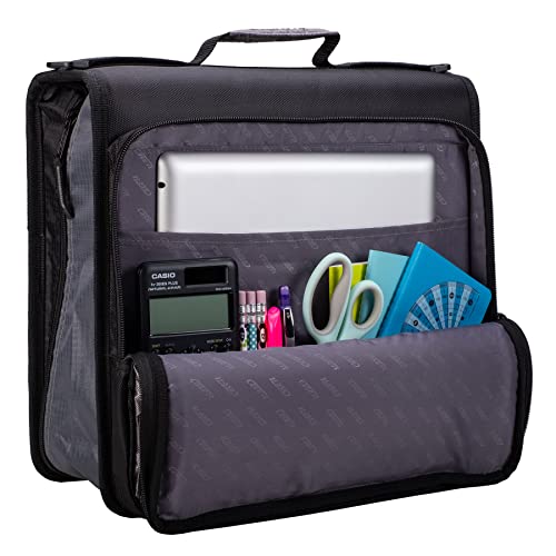 Case-it Universal Dual Binder Pack, 2 Set of 2” D-Ring Dual, W/Removable File Folder Hold Down Pages, Backpack Style Straps, Padded Laptop Pocket, Front Flap Pocket, Laptop Storage