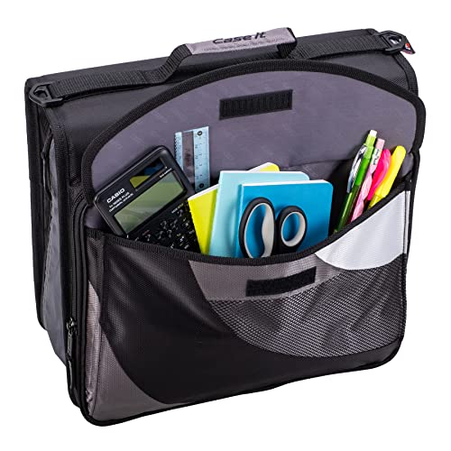 Case-it Universal Dual Binder Pack, 2 Set of 2” D-Ring Dual, W/Removable File Folder Hold Down Pages, Backpack Style Straps, Padded Laptop Pocket, Front Flap Pocket, Laptop Storage