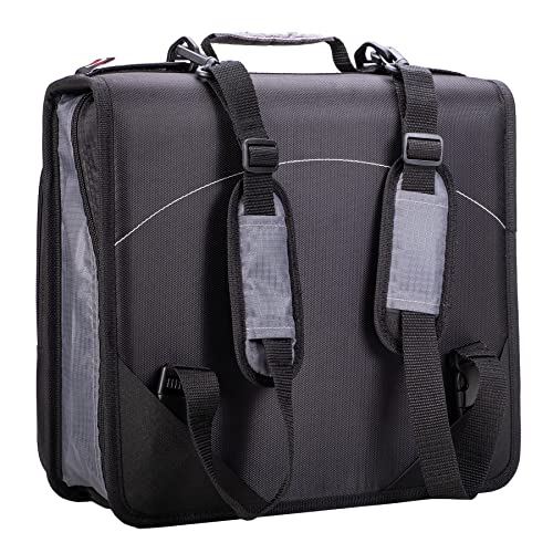 Case-it Universal Dual Binder Pack, 2 Set of 2” D-Ring Dual, W/Removable File Folder Hold Down Pages, Backpack Style Straps, Padded Laptop Pocket, Front Flap Pocket, Laptop Storage