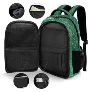 Anneunique Custom Cheerleader Backpack Custom Multifunctional Waterproof Laptop Bag for Travel Gift Green Bling Print Simple Cheer