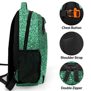 Anneunique Custom Cheerleader Backpack Custom Multifunctional Waterproof Laptop Bag for Travel Gift Green Bling Print Simple Cheer