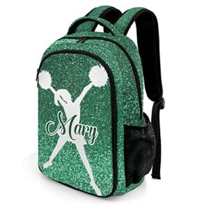 Anneunique Custom Cheerleader Backpack Custom Multifunctional Waterproof Laptop Bag for Travel Gift Green Bling Print Simple Cheer