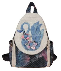 huangguoshu backpack purse for women - boho style small convertible sling bag with woven and mushroom design - perfect mini backpack for fashionable hippie ladies peacock