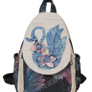 HUANGGUOSHU Backpack Purse for Women - Boho Style Small Convertible Sling Bag with Woven and Mushroom Design - Perfect Mini Backpack for Fashionable Hippie Ladies Peacock