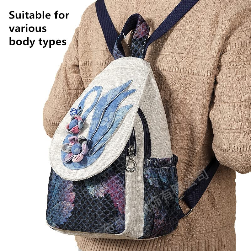 HUANGGUOSHU Backpack Purse for Women - Boho Style Small Convertible Sling Bag with Woven and Mushroom Design - Perfect Mini Backpack for Fashionable Hippie Ladies Peacock