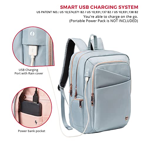 Swissdigital Design Women Laptop Backpack For Women With Apple Find My network,College Bookbags With USB Charging Port，Large Capacity Computer Backpacks For Work Business