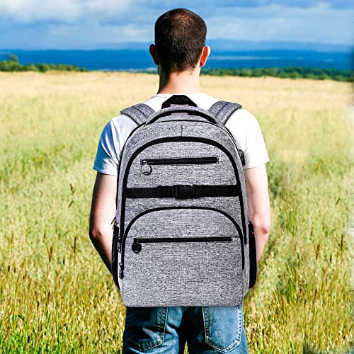 Laptop Backpack, 16 Inch School Bag College Bookbag, Anti Theft Daypack Bags and Lunch Bag Set, Water Resistant Backpacks for Teens Boys Men Students - Grey