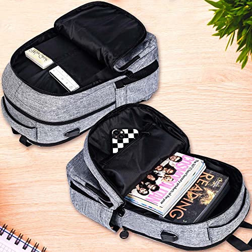 Laptop Backpack, 16 Inch School Bag College Bookbag, Anti Theft Daypack Bags and Lunch Bag Set, Water Resistant Backpacks for Teens Boys Men Students - Grey