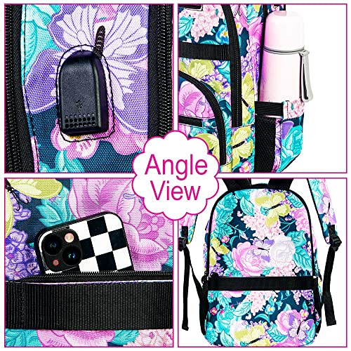 Laptop Backpack, 16 Inch School Bag College Bookbag, Anti Theft Daypack Bags and Lunch Bag Set, Water Resistant Sunflower Flowers Backpacks for Teens Girls Women Students