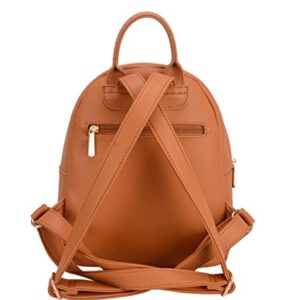 DAVID JONES Paris Women Fashion Rucksack Plain Solid Color Backpack - Cognac