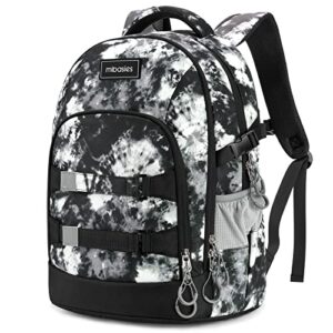 mibasies kids backpack boys, elementary school backpack for boys 17inch(marble black)