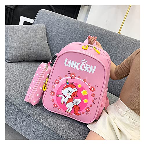 LESNIC Pink Toddler Unicorn Backpack with a Pen Bag for Kids, 12in Lightweight Breathable Cute Rucksack for Boys & Girls, Unicorn Rucksack Preschool Kids Bag