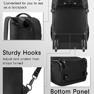 MATEIN Rolling Backpack, 17 Inch Travel Laptop Backpacks with Wheels, Water Resistant Large Roller Carry On Luggage Wheeled Backpack, Trolley Overnight Suitcase Business College Computer Bag, Black