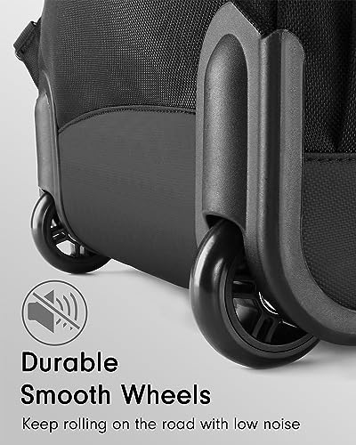 MATEIN Rolling Backpack, 17 Inch Travel Laptop Backpacks with Wheels, Water Resistant Large Roller Carry On Luggage Wheeled Backpack, Trolley Overnight Suitcase Business College Computer Bag, Black