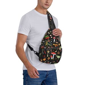 Mushroom Gifts Sling Backpack , Mushroom Crossbody Bag For Women Men Travel Hiking Shoulder Chest Daypack Unisex