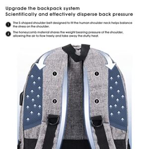 JOSHIOKI Travel Laptop Backpack 17.77 Inch with Anti theft Computer Business Daypack for Hiking,Casual Bag with USB Charging Port Gifts for Men & Women Grey