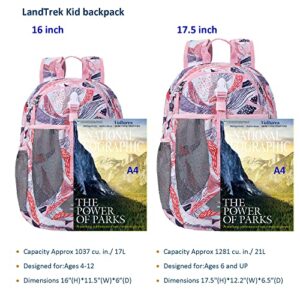 LandTrek Kids Backpack for Girls, Kindergarten Elementary Bookbags, Preschool Backpack, Ideal for School & Travel Backpacks (Tropical Flowers, 17.5")