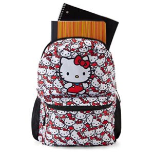 Hello Kitty Allover School Backpack - Hello Kitty Iconic Backpack - Officially Licensed Hello Kitty School Bookbag (White)