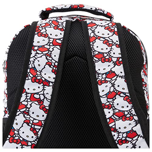 Hello Kitty Allover School Backpack - Hello Kitty Iconic Backpack - Officially Licensed Hello Kitty School Bookbag (White)