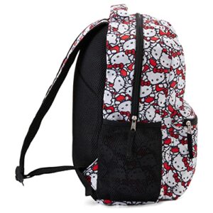 Hello Kitty Allover School Backpack - Hello Kitty Iconic Backpack - Officially Licensed Hello Kitty School Bookbag (White)