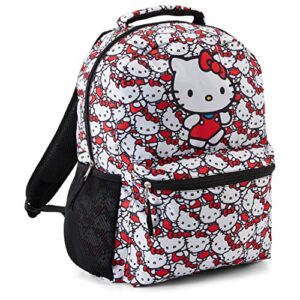 Hello Kitty Allover School Backpack - Hello Kitty Iconic Backpack - Officially Licensed Hello Kitty School Bookbag (White)