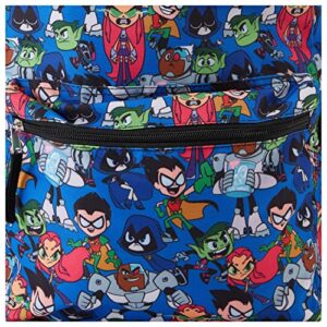 Teen Titans Go! Allover Backpack - Beast Boy, Raven, Cybord, Robin and Silkie - Teen Titans Go! School Bookbag (Blue)