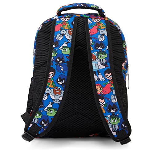 Teen Titans Go! Allover Backpack - Beast Boy, Raven, Cybord, Robin and Silkie - Teen Titans Go! School Bookbag (Blue)