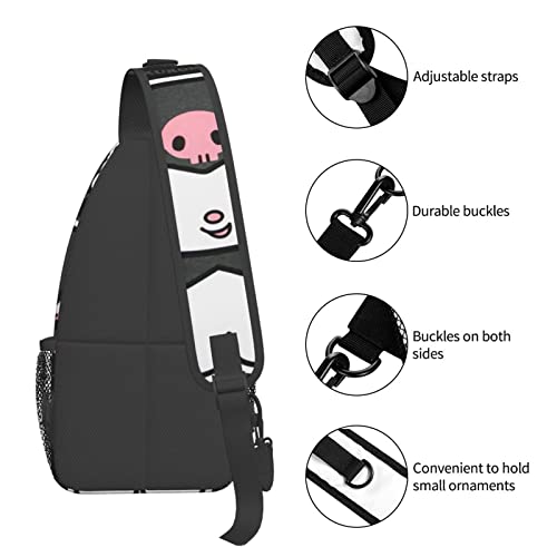 ORPJXIO Crossbody Bags Kuromi Anime My Melody Cross Chest Bag Sling Backpack for Man & Women Adjustable Shoulder Bag for Cycling Camping Hiking Sports Travel