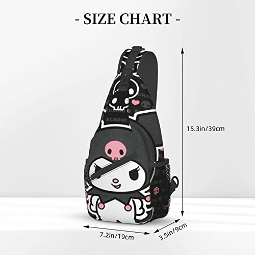 ORPJXIO Crossbody Bags Kuromi Anime My Melody Cross Chest Bag Sling Backpack for Man & Women Adjustable Shoulder Bag for Cycling Camping Hiking Sports Travel