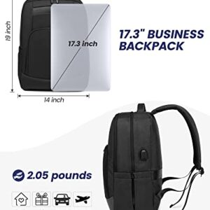 LOVEVOOK Laptop Backpack,17.3 Inch Durable Water Resistant Anti-theft Business Travel Backpack with USB Port, Mens Professional Multi-function Smart Computer Backpack for Work Commuter College,Black