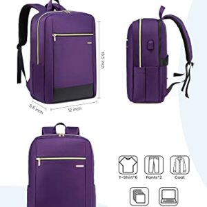 LOVEVOOK Laptop Backpack Women, 15.6 inch Lightweight Smart Work Backpack Travel Bag, Casual Daypack for Business Commuter, Water Resistant Book Bag with USB Charger for College, Purple