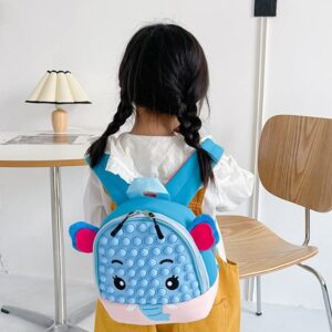 Pop It Lightweight Elephant School Backpack For Kids, Fidget Backpack for Kids, Kindergarten and Elemantary School (Blue)