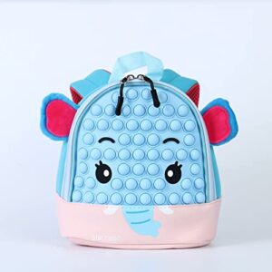 Pop It Lightweight Elephant School Backpack For Kids, Fidget Backpack for Kids, Kindergarten and Elemantary School (Blue)