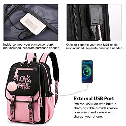 EZERKI 15.6-inch Laptop Backpack for Women,Casual backpack College Bag with USB Charging&Headphone Port (E1)