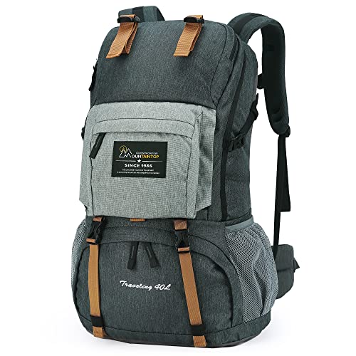 MOUNTAINTOP 40L Hiking Backpack for Women & Men Outdoor Travel Camping Day Pack with Rain Cover, 21.7 x 13 x 7.9 in, Dark Grey