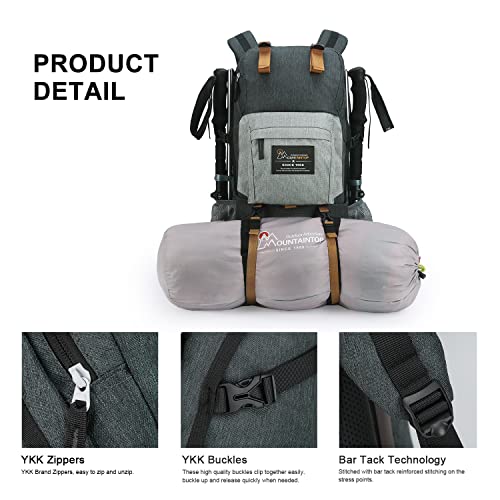 MOUNTAINTOP 40L Hiking Backpack for Women & Men Outdoor Travel Camping Day Pack with Rain Cover, 21.7 x 13 x 7.9 in, Dark Grey