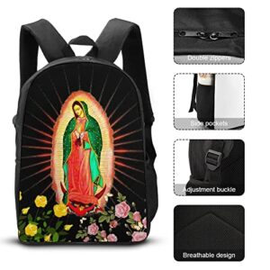 Waygotee Our Lady of Guadalupe Virgin Mary Bookbag Backpack Laptop Travel Bag Unisex for Adult Gifts 17 Inches 3 piece set