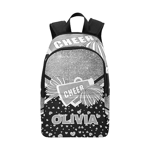 CUXWEOT Personalized Cheer Cheerleader Grey Print Backpack with Name Custom Travel Daypack Bag for Man Woman Gifts