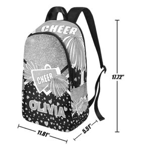 CUXWEOT Personalized Cheer Cheerleader Grey Print Backpack with Name Custom Travel Daypack Bag for Man Woman Gifts