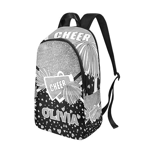 CUXWEOT Personalized Cheer Cheerleader Grey Print Backpack with Name Custom Travel Daypack Bag for Man Woman Gifts