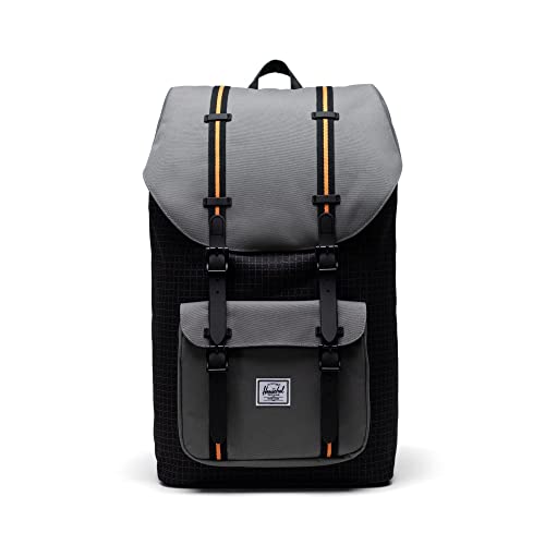 Herschel Supply Co. Little America Black Grid/Gargoyle/Sun Orange One Size