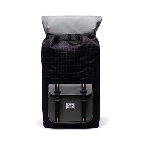 Herschel Supply Co. Little America Black Grid/Gargoyle/Sun Orange One Size