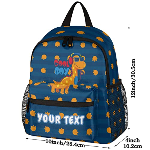 AUUXVA Cute Dinosaur Custom Kid's Name Toddler Backpack,Cool Dinosaur Paw Personalized Backpack with Name/Text for Kids Boys Girls 3-6 Years Preschool Kindergarten Daycare Bag with Chest Strap