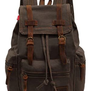 Men's High Capacity Canvas Backpack Vintage Laptop Backpack Unisex for Hiking Camping Travel Bag (Green)