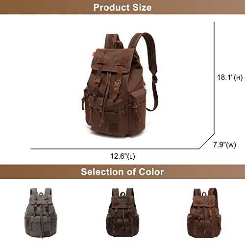 Men's High Capacity Canvas Backpack Vintage Laptop Backpack Unisex for Hiking Camping Travel Bag (Green)