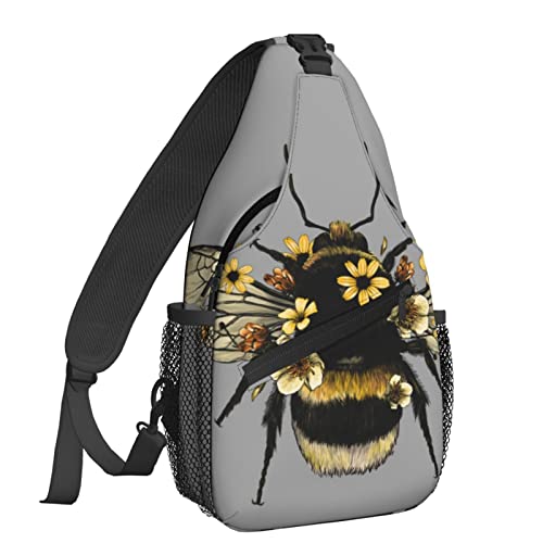 FeHuew Women Cute Fluffy Bee Crossbody Sling Backpack for Men Chest Bag Shoulder Bag Lightweight One Strap Backpack Travel Outdoor Daypack