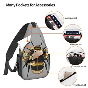 FeHuew Women Cute Fluffy Bee Crossbody Sling Backpack for Men Chest Bag Shoulder Bag Lightweight One Strap Backpack Travel Outdoor Daypack